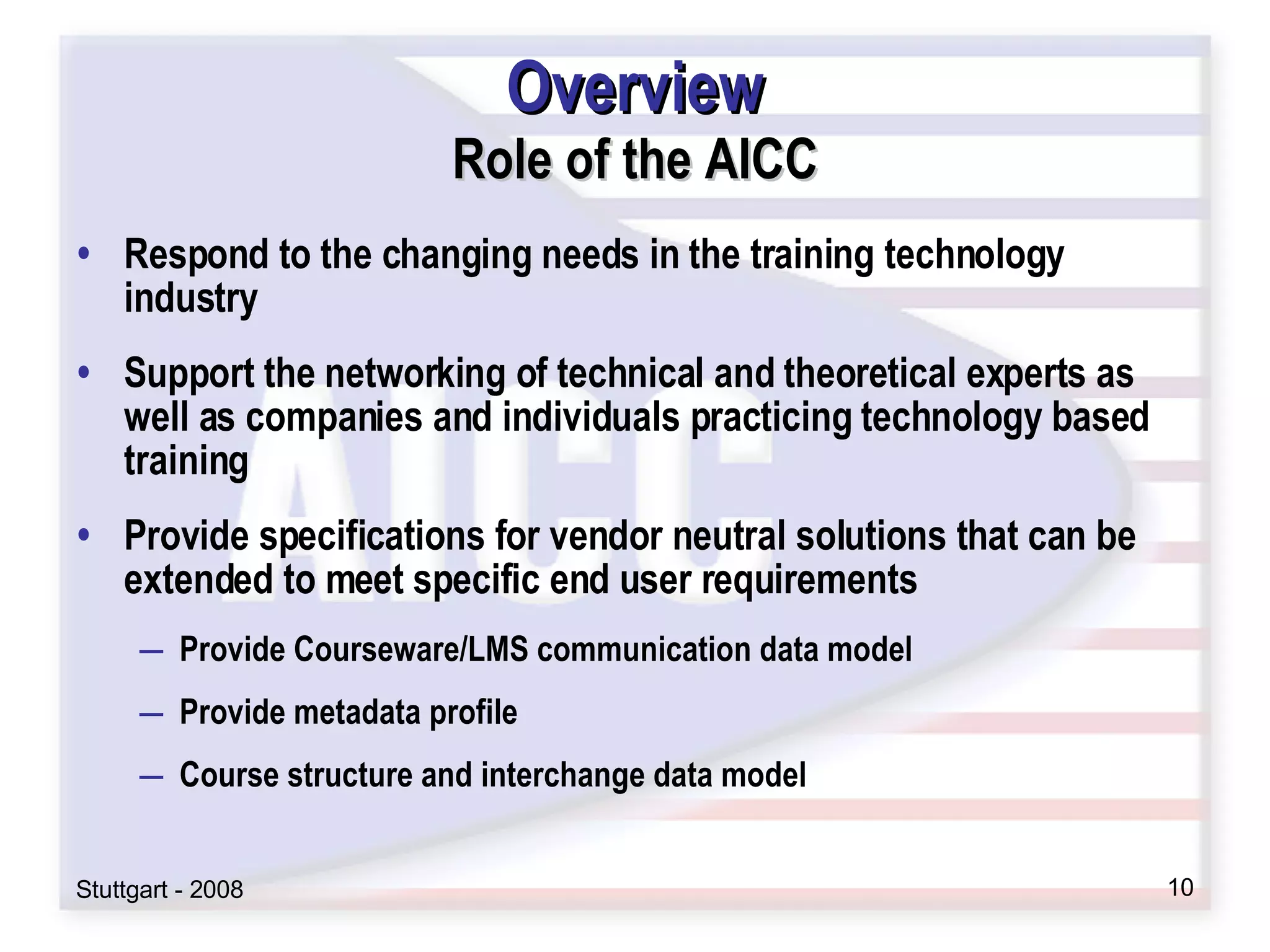 AICC – Example of an Industry Organization | PPT
