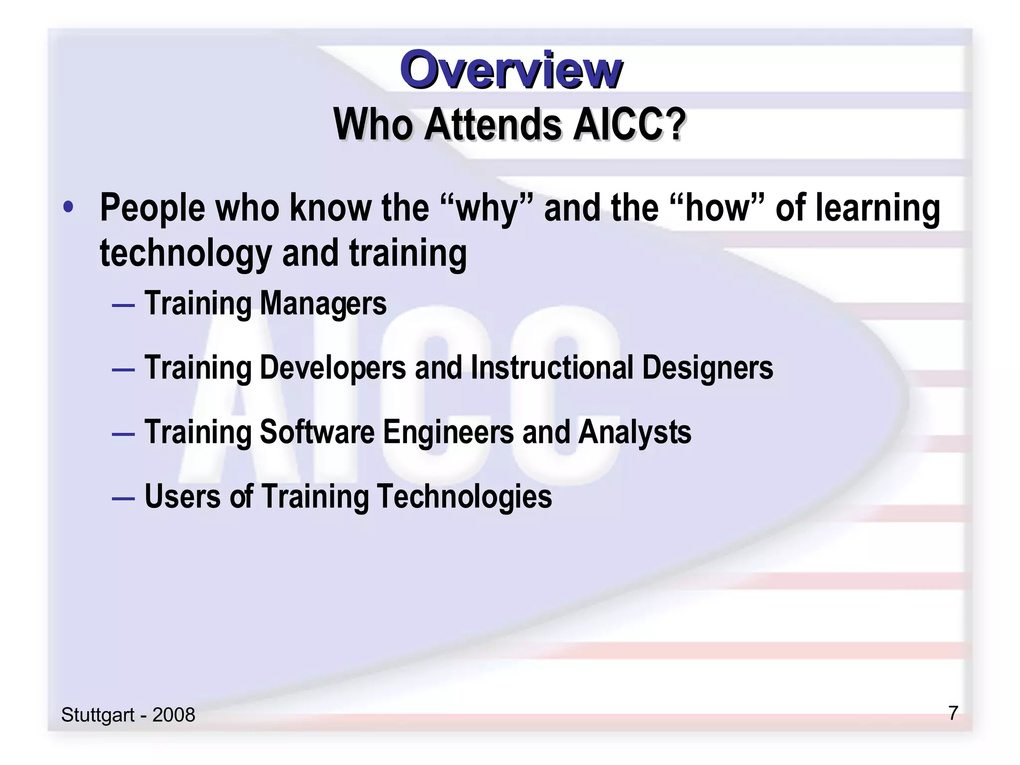AICC – Example of an Industry Organization | PPT