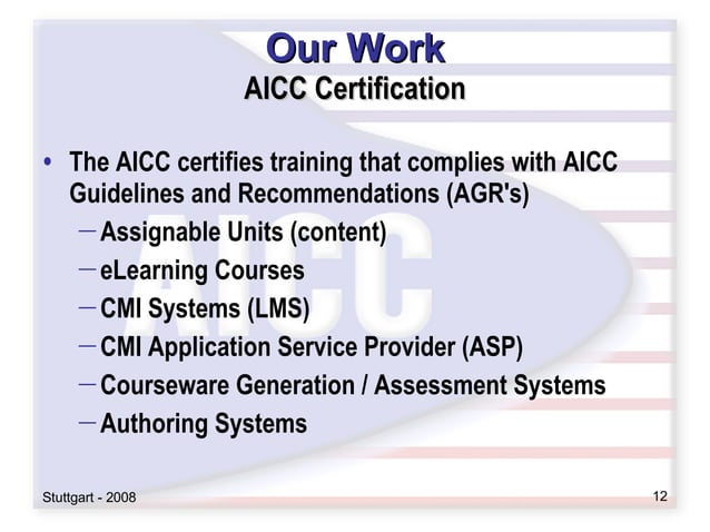 AICC – Example of an Industry Organization | PPT