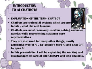 AI CHATBOTS for beginners level class 9th | PPT
