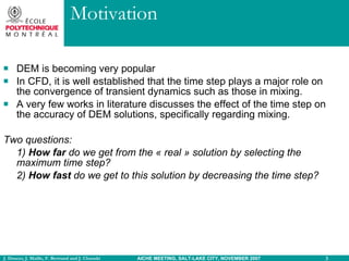 Impact of the Time Step in DEM Simulations on Granular Mixing ...