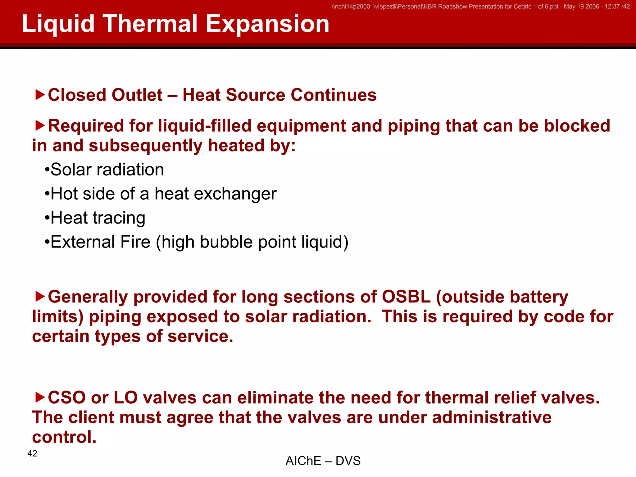 Ai Ch E Overpressure Protection Training | PPT