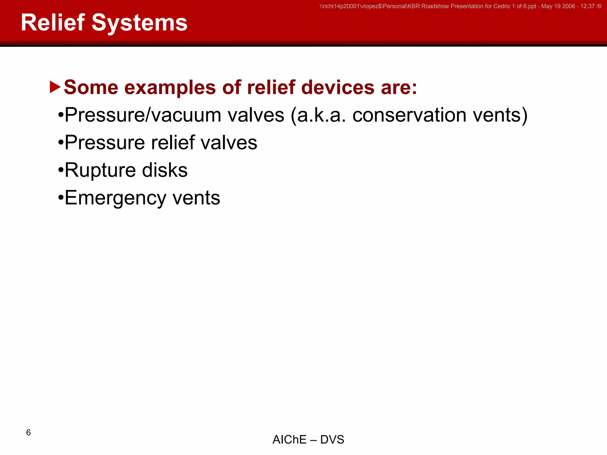 Ai Ch E Overpressure Protection Training | PPT