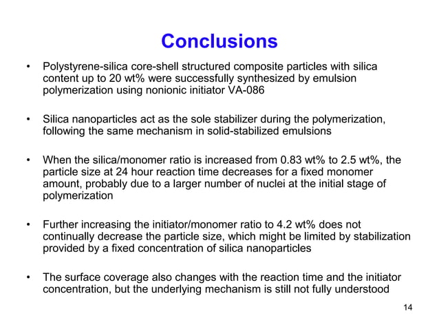 1. Synthesis of Polystyrene-Silica Composite Particles via One-Step ...