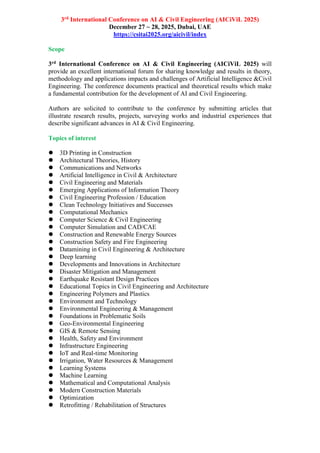 CFP - 3rd International Conference on AI & Civil Engineering (AICiViL ...