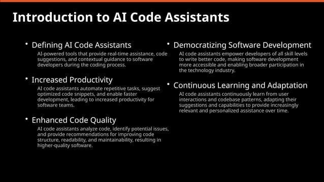 AI Code Assistants Transforming Software Development in the Age of Generative AI.pptx ...