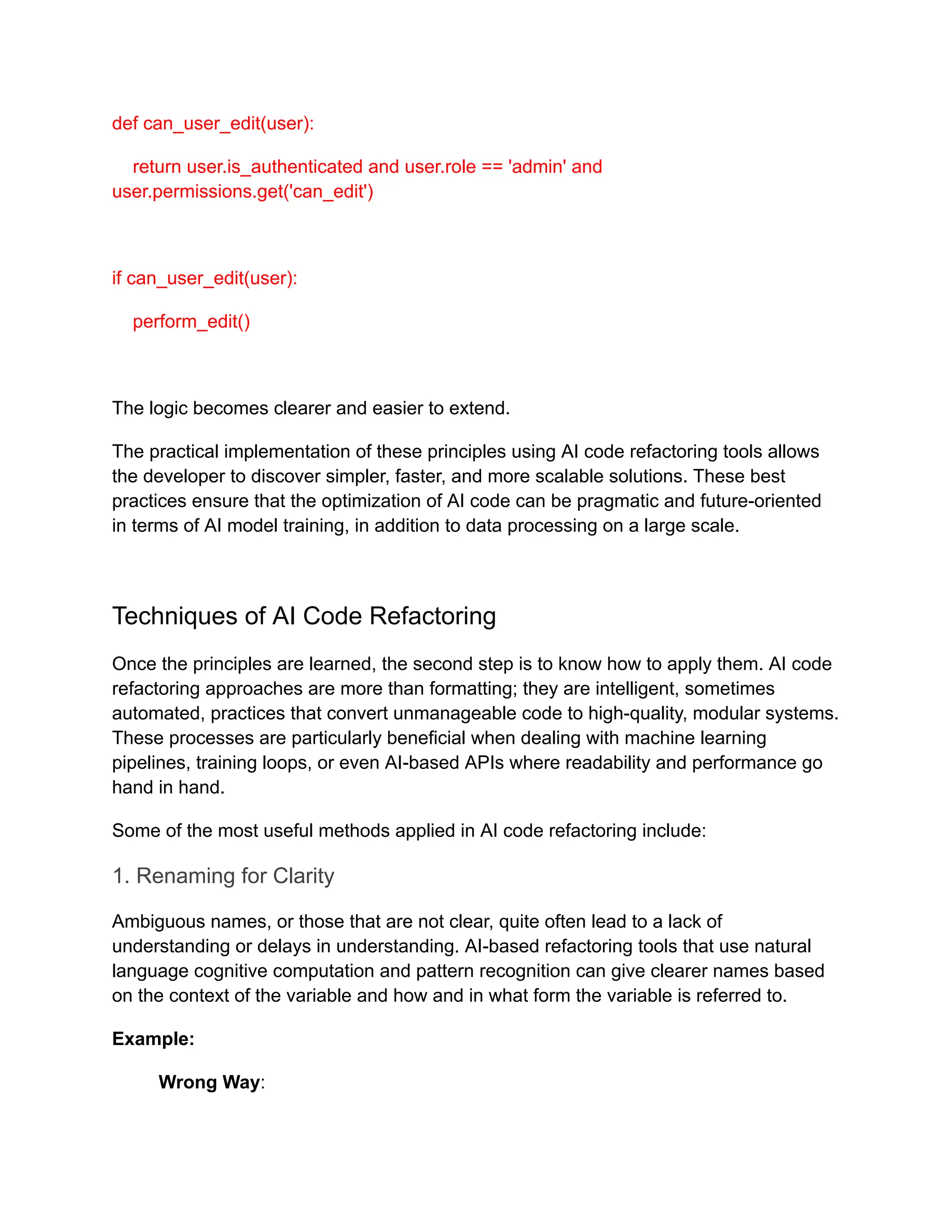 AI Code Refactoring: Principles, Techniques & Benefits Explained | PDF