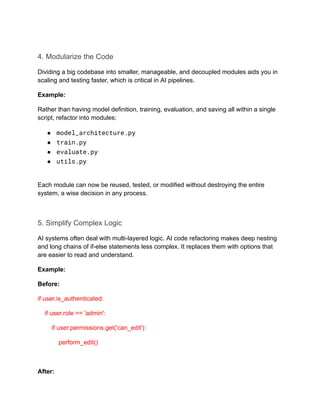 AI Code Refactoring: Principles, Techniques & Benefits Explained | PDF