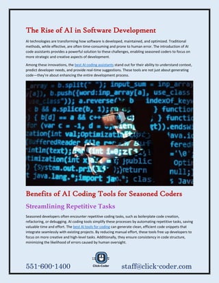 AI Coding Tools to Streamline Development for Seasoned Coders | PDF