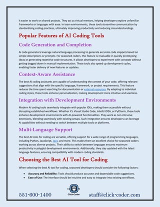 AI Coding Tools to Streamline Development for Seasoned Coders | PDF