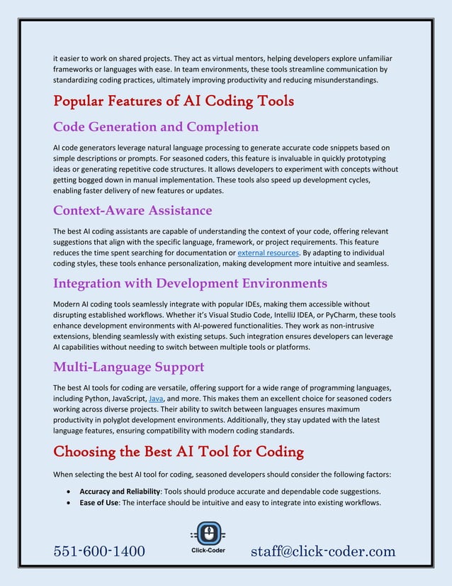 AI Coding Tools to Streamline Development for Seasoned Coders | PDF