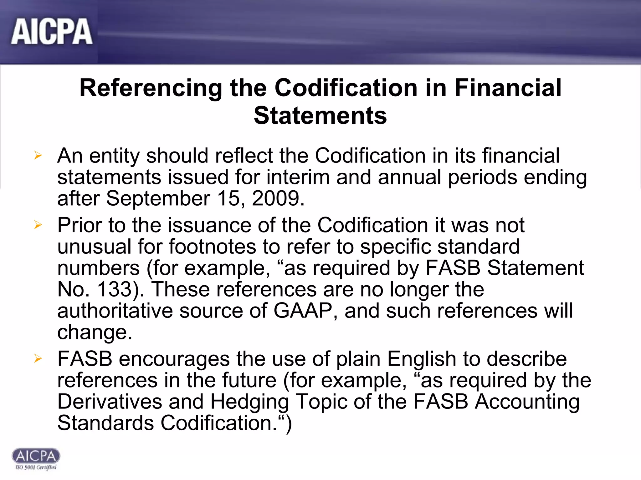 AICPA FASB Accounting Standards Presentation | PPT