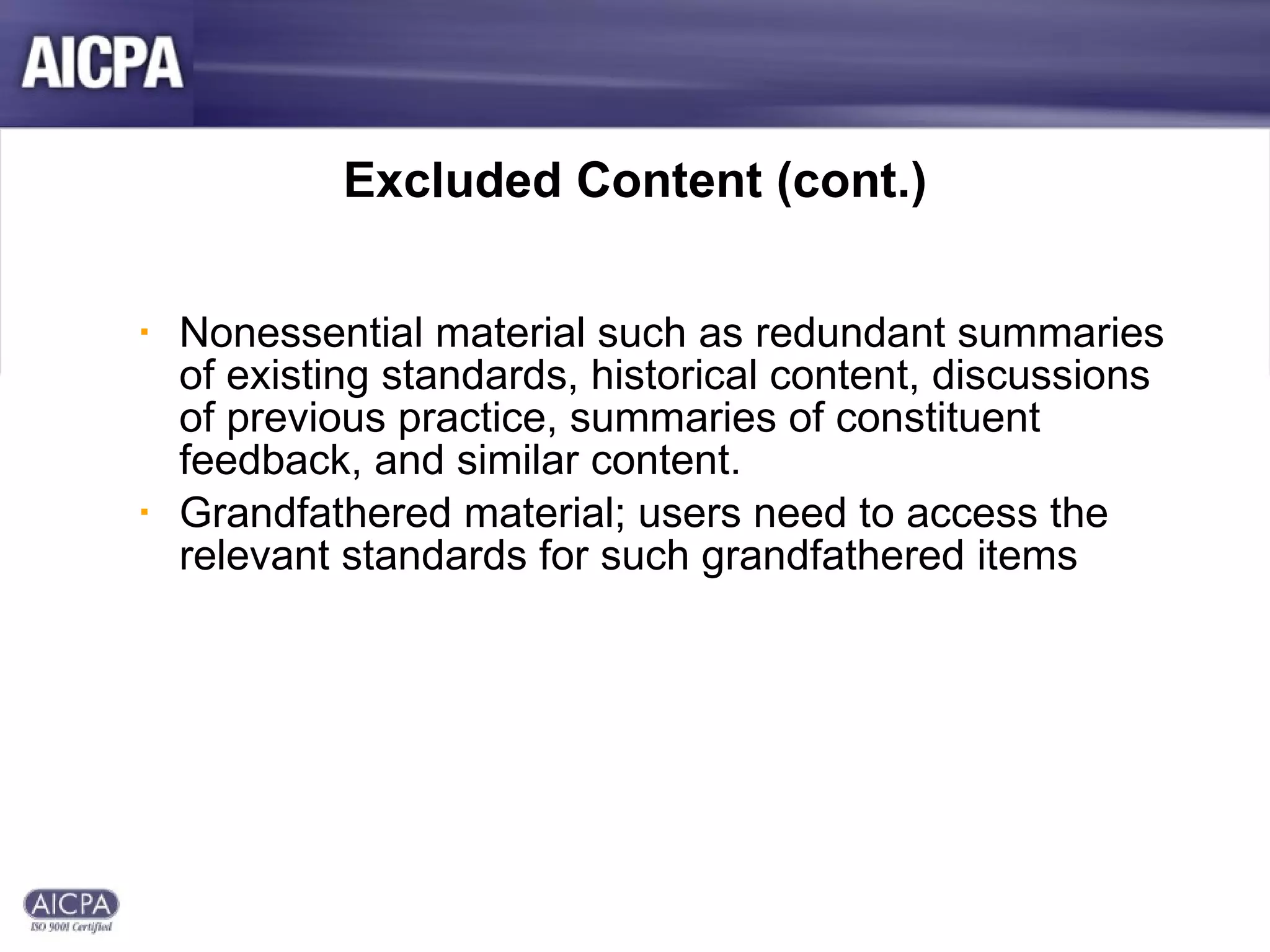 AICPA FASB Accounting Standards Presentation | PPT