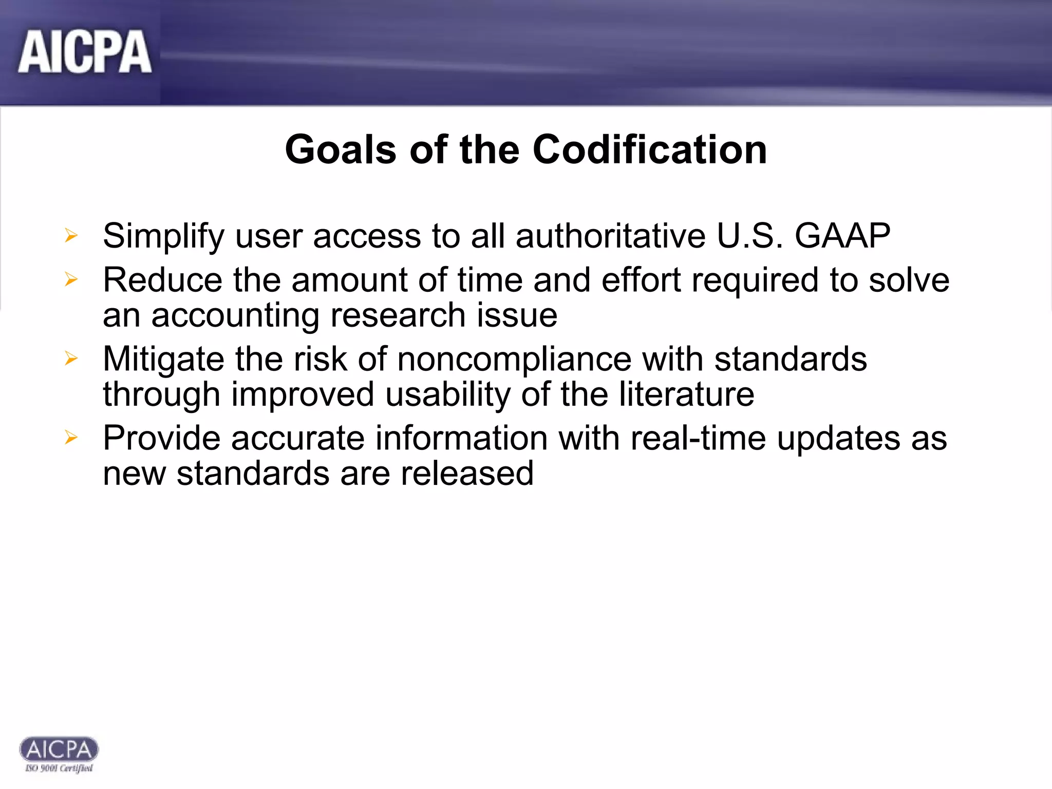 AICPA FASB Accounting Standards Presentation | PPT