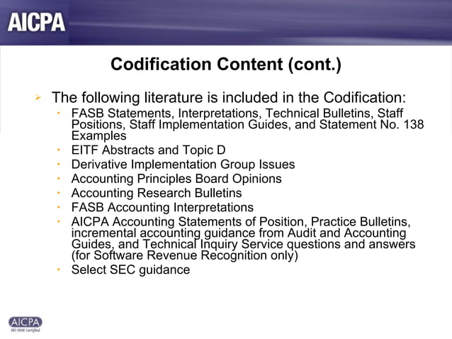 AICPA FASB Accounting Standards Presentation | PPT | Business ...