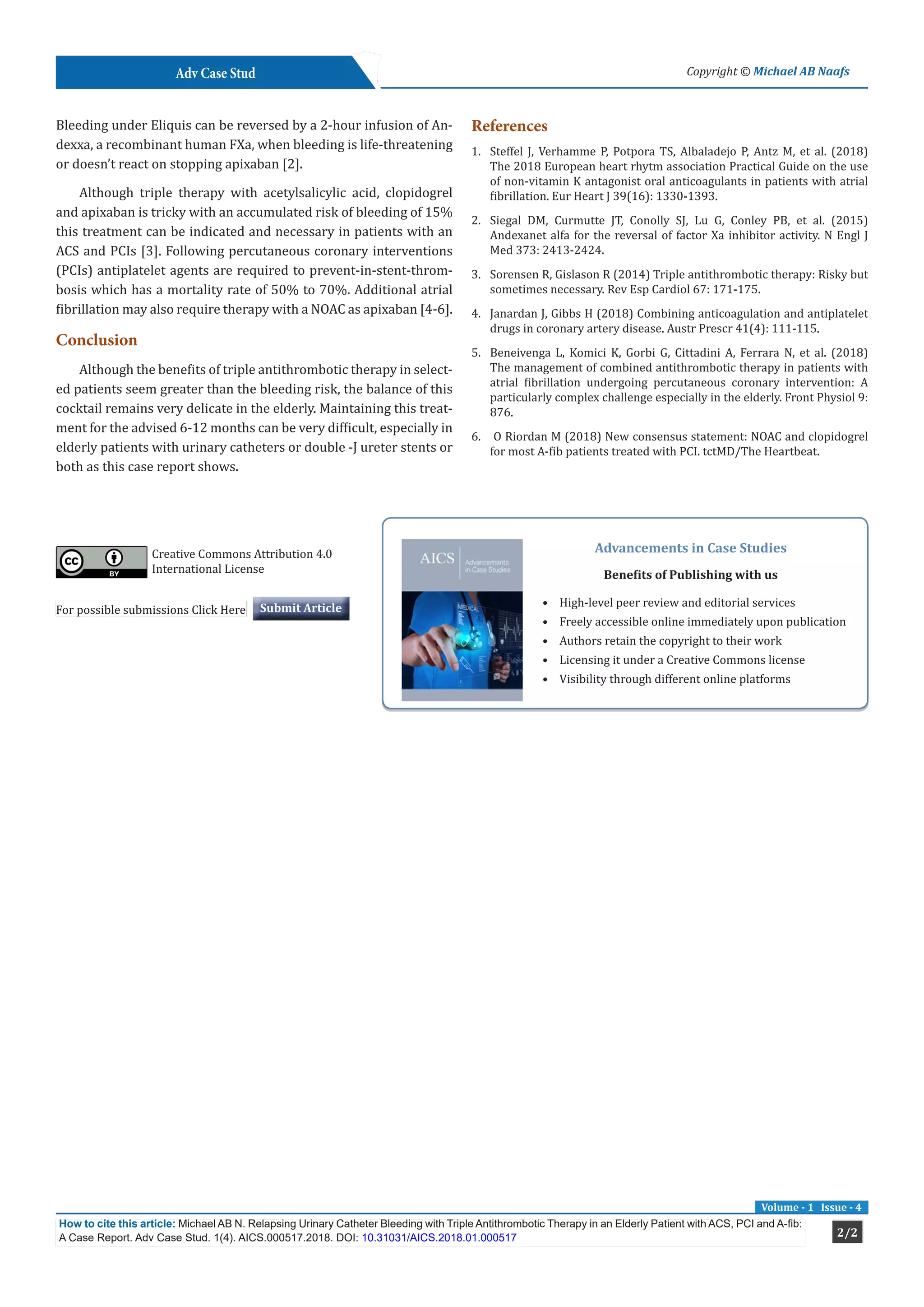 Relapsing Urinary Catheter Bleeding with Triple Antithrombotic Therapy ...