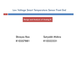 Low Voltage Temperature Sensor Front End | PDF