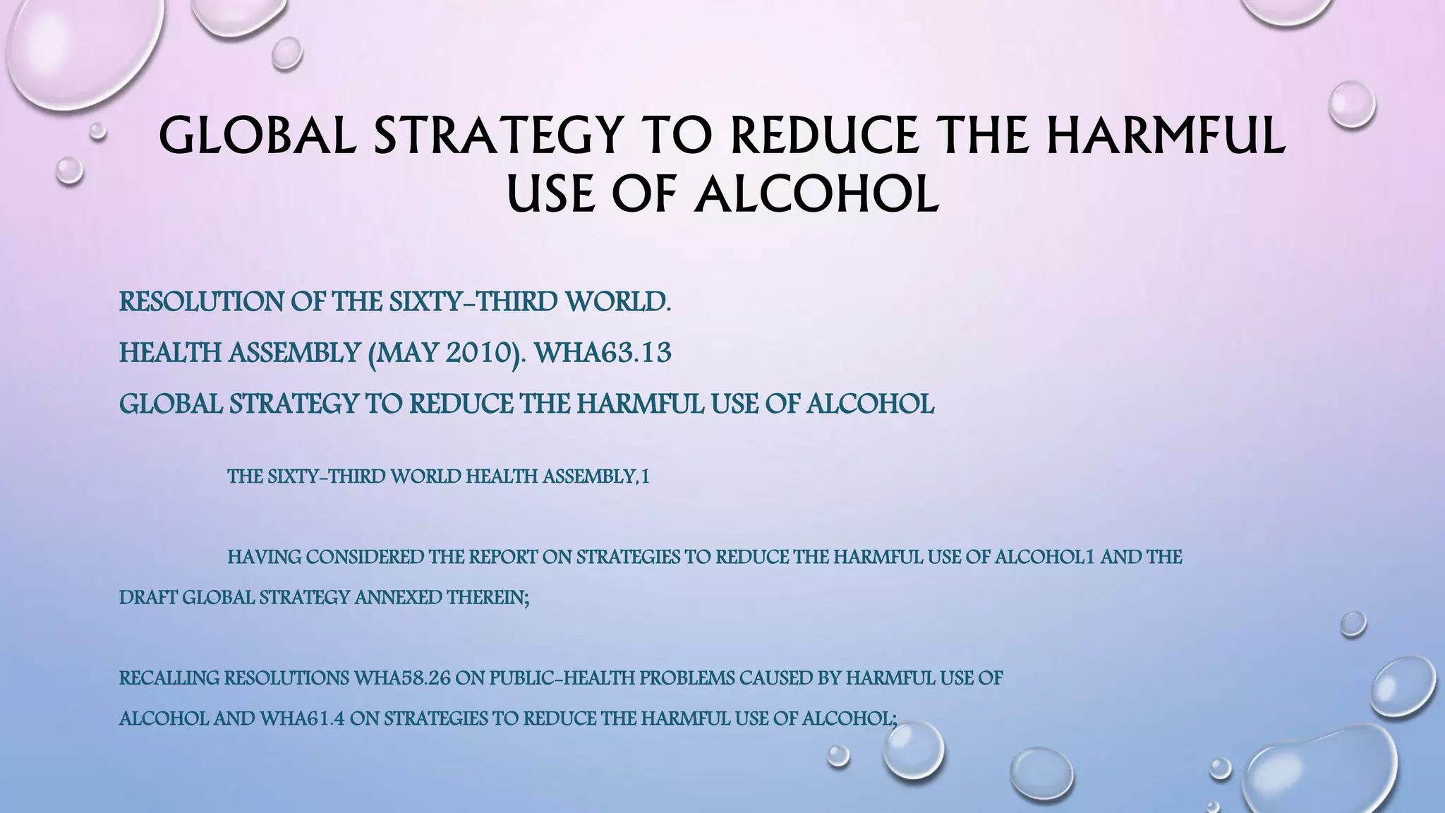 Global strategy to reduce harmful use of alcohol | PPT | Free Download