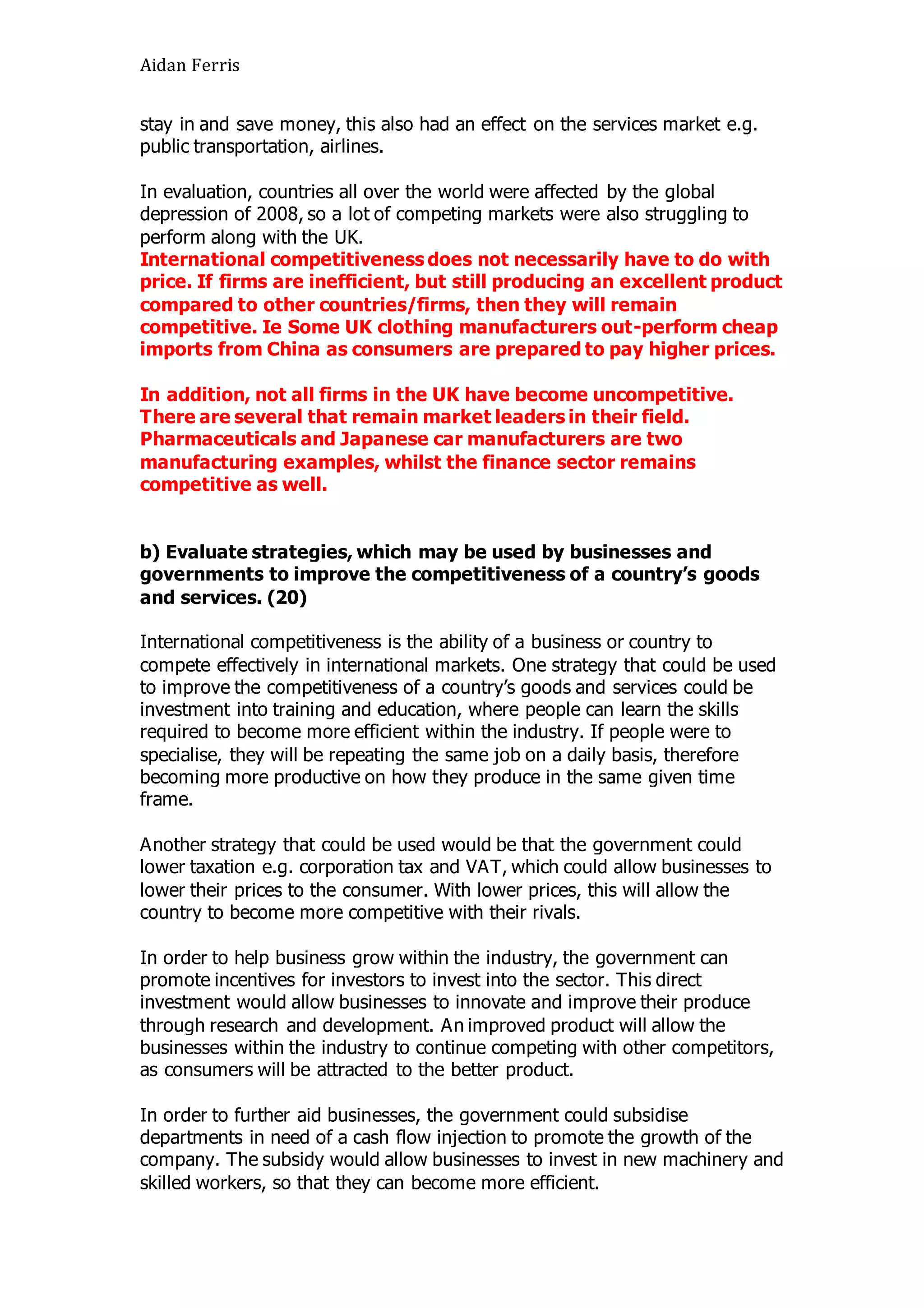 Aidan ferris | DOCX | Economy | Business and Finance