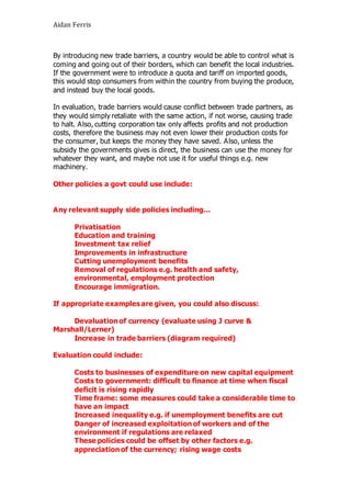 Aidan ferris | DOCX | Economy | Business and Finance