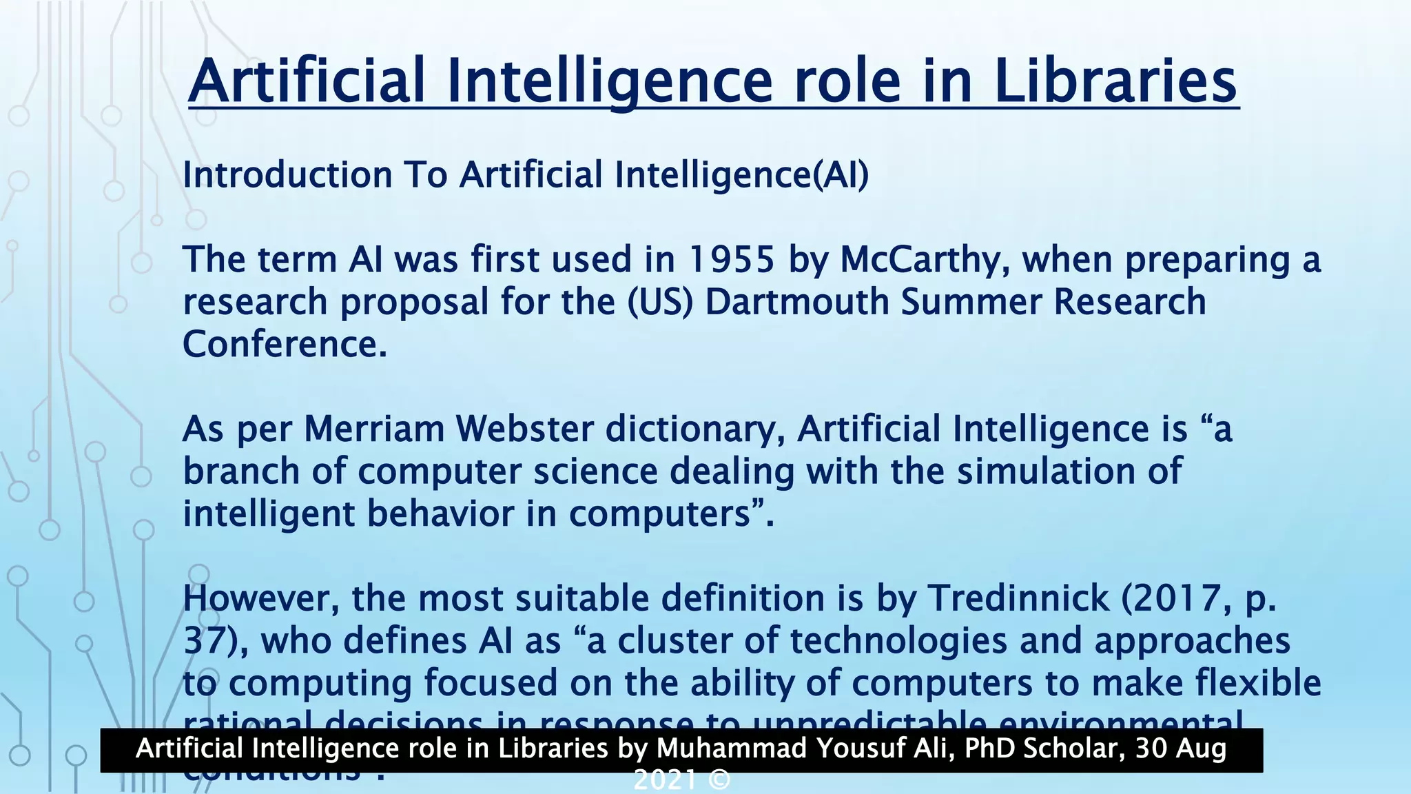 Artificial Intelligence role in Libraries | PPTX