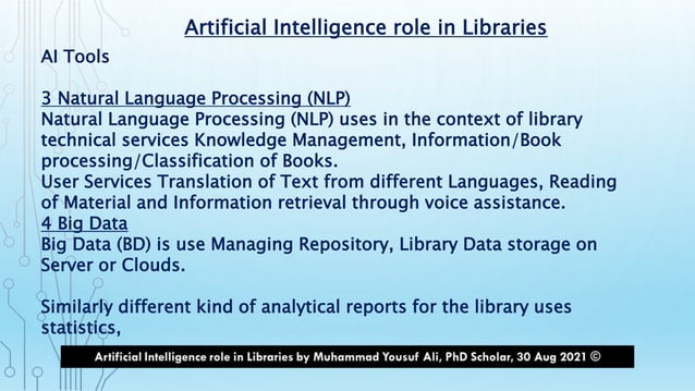Artificial Intelligence role in Libraries | PPTX