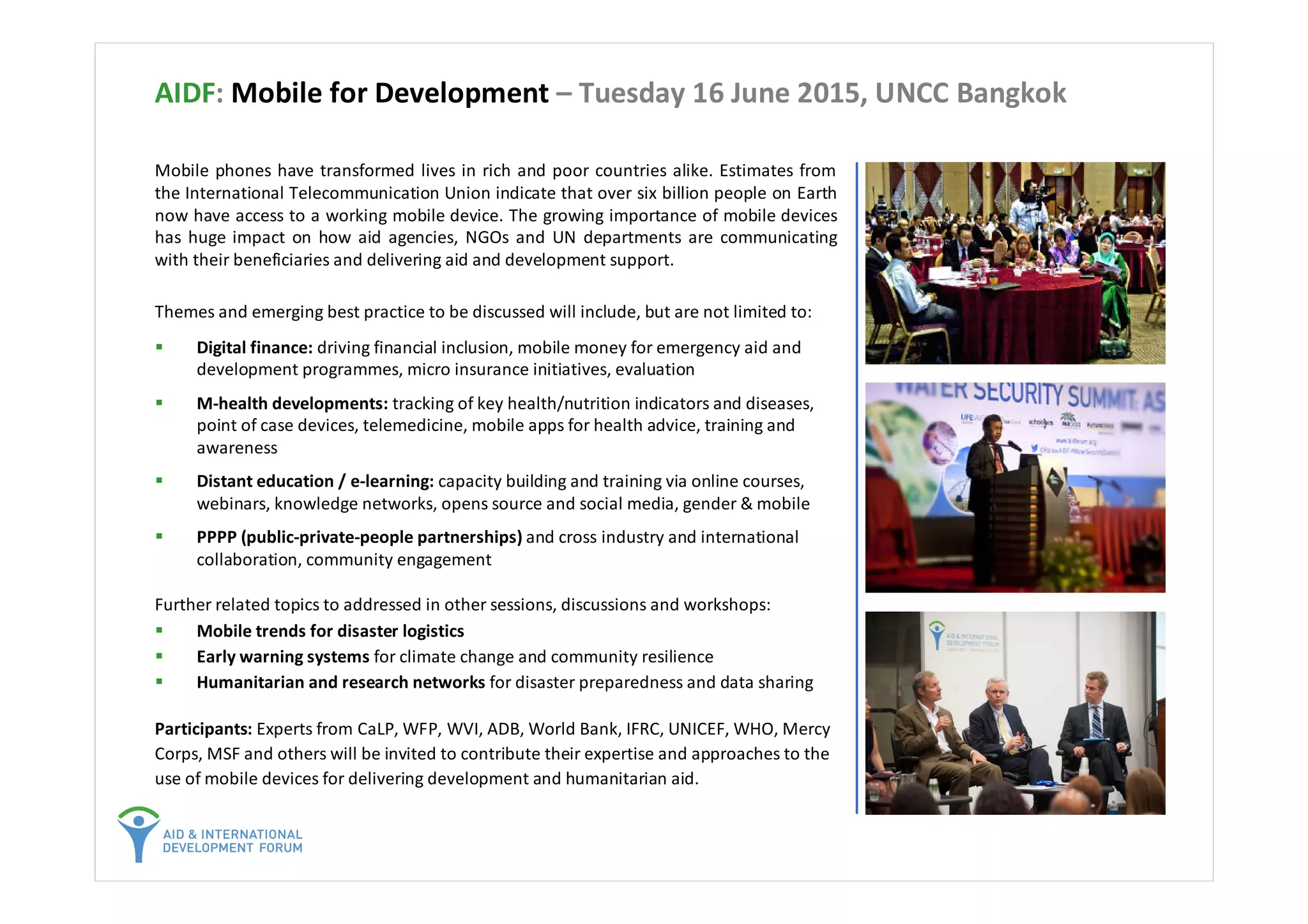 Call for Speakers - AIDF event series asia 2015 Overview | PPT