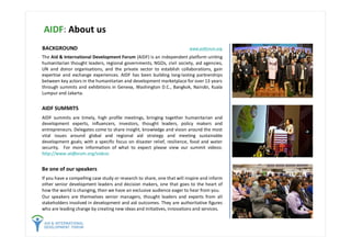 AIDF Aid & Response Summit: Asia 2015 - speaker brochure | PPT