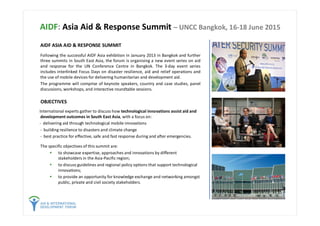 AIDF Aid & Response Summit: Asia 2015 - speaker brochure | PPT