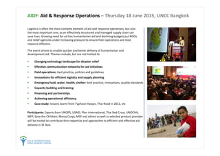 AIDF Aid & Response Summit: Asia 2015 - speaker brochure | PPT