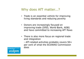 Aid for trade in ECOWAS: Lessons to learn from existing regional Aid ...