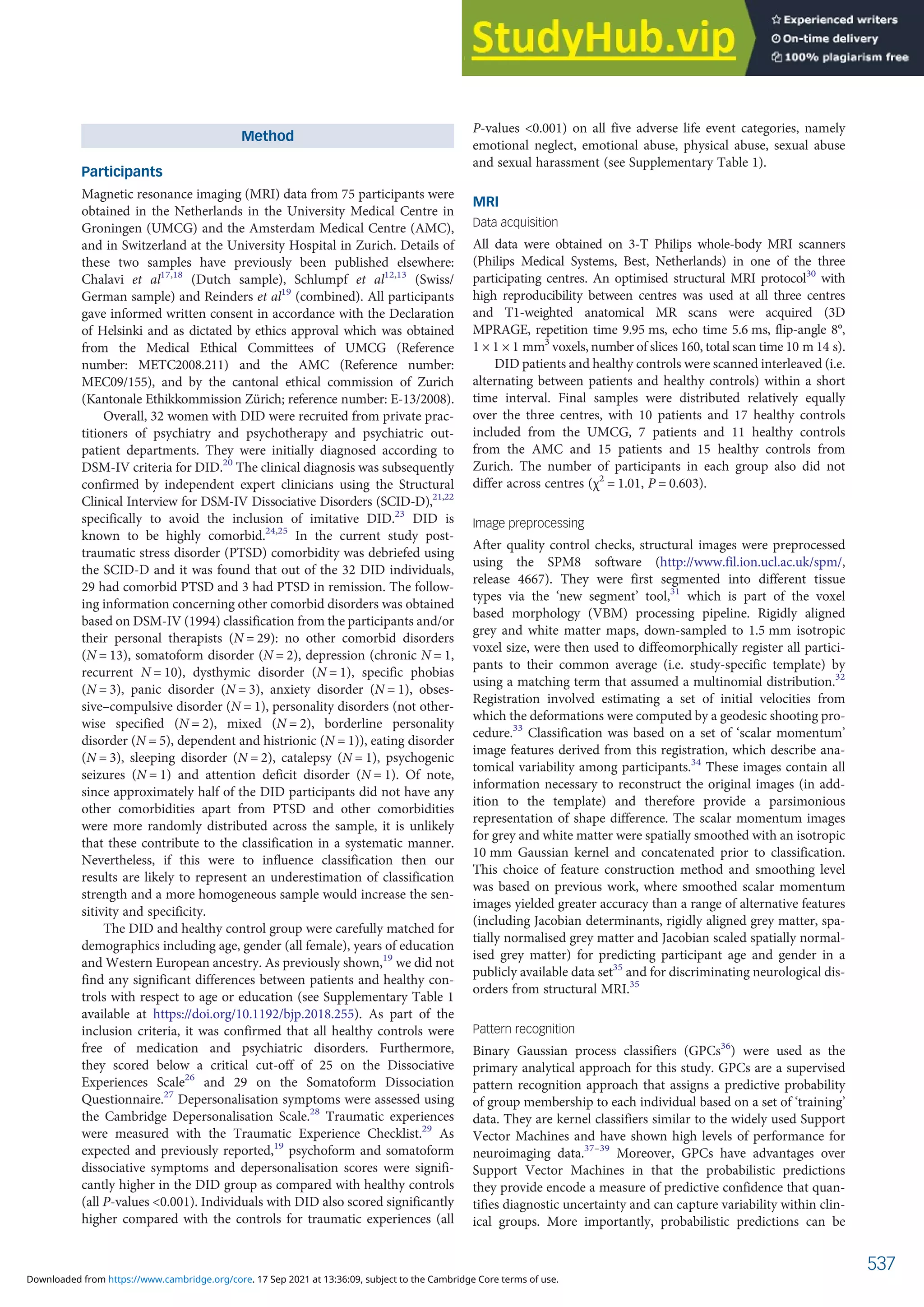 Aiding The Diagnosis Of Dissociative Identity Disorder Pattern ...