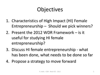 Female Entrepreneurs that Dream Big: Conceptualizing High Impact Female ...
