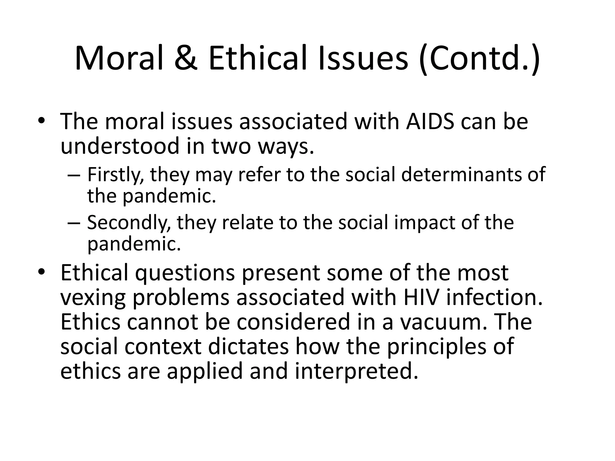 AIDS: Moral & Ethical Issues | PPTX