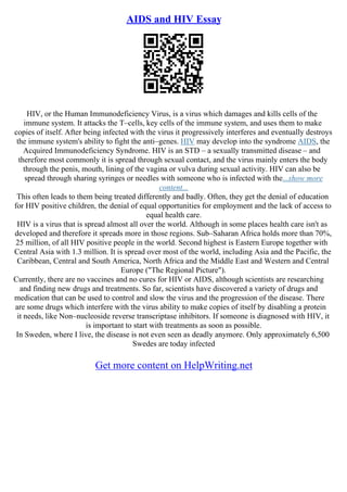 Aids Awareness Essay | PDF