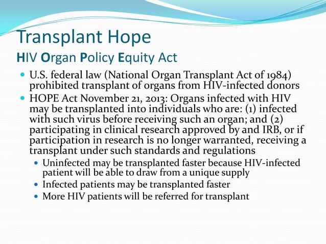 Solid Organ Transplantation and HIV | PPT