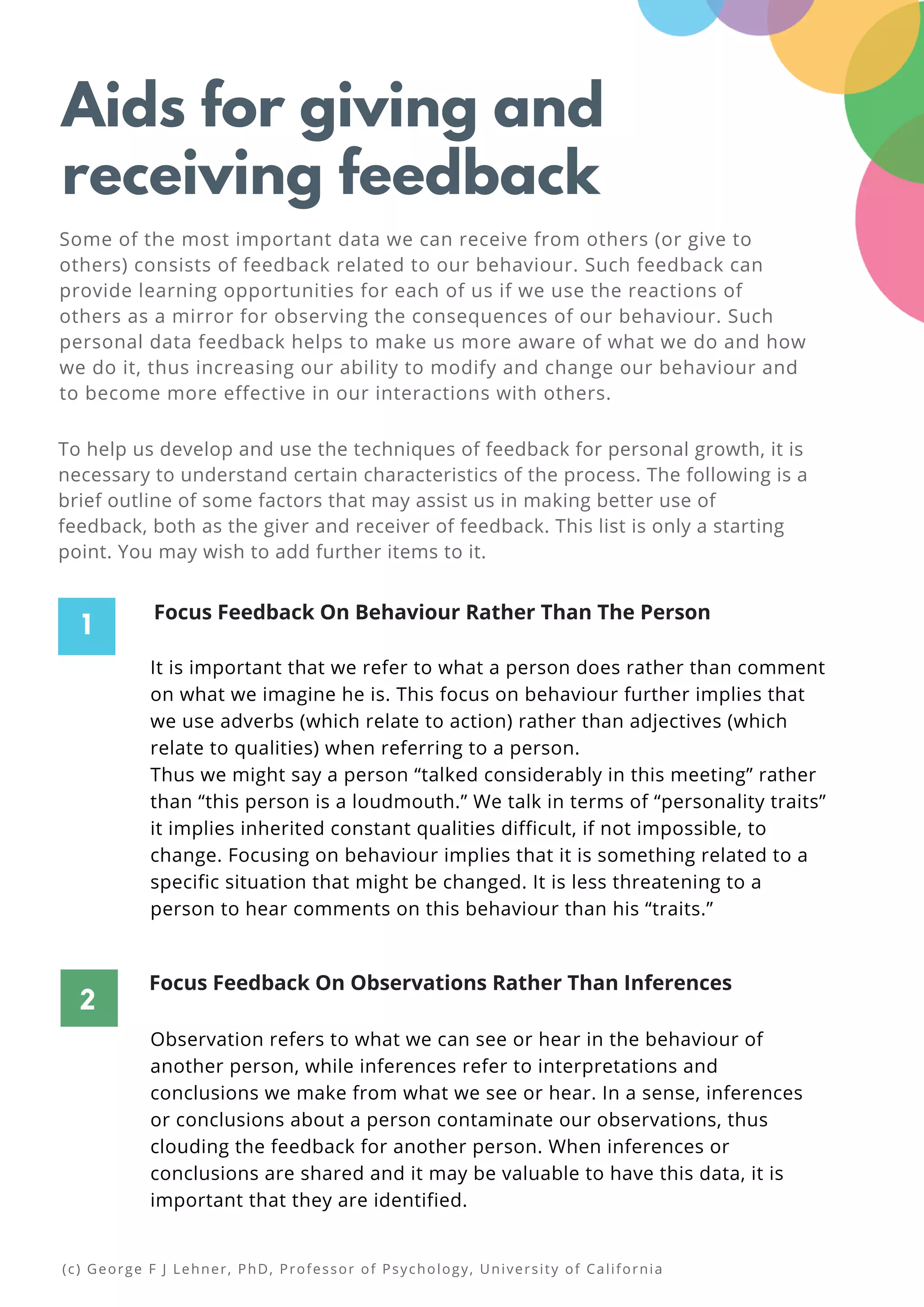 Tips for giving and receiving feedback | PDF