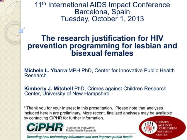 The research justification for HIV prevention programming for lesbian and bisexual females | PPT