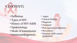slideshare on HIV/AIDS.Acquired immunodeficiency syndrome | PPTX