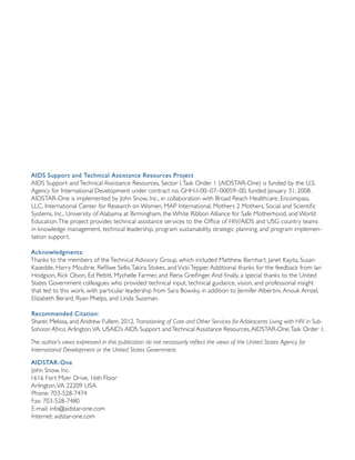 AIDSTAR-One Technical Brief: Transitioning of Care and Other Services ...