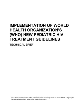 AIDSTAR-One Implementation of WHO's 2008 Pediatric HIV Treatment ...