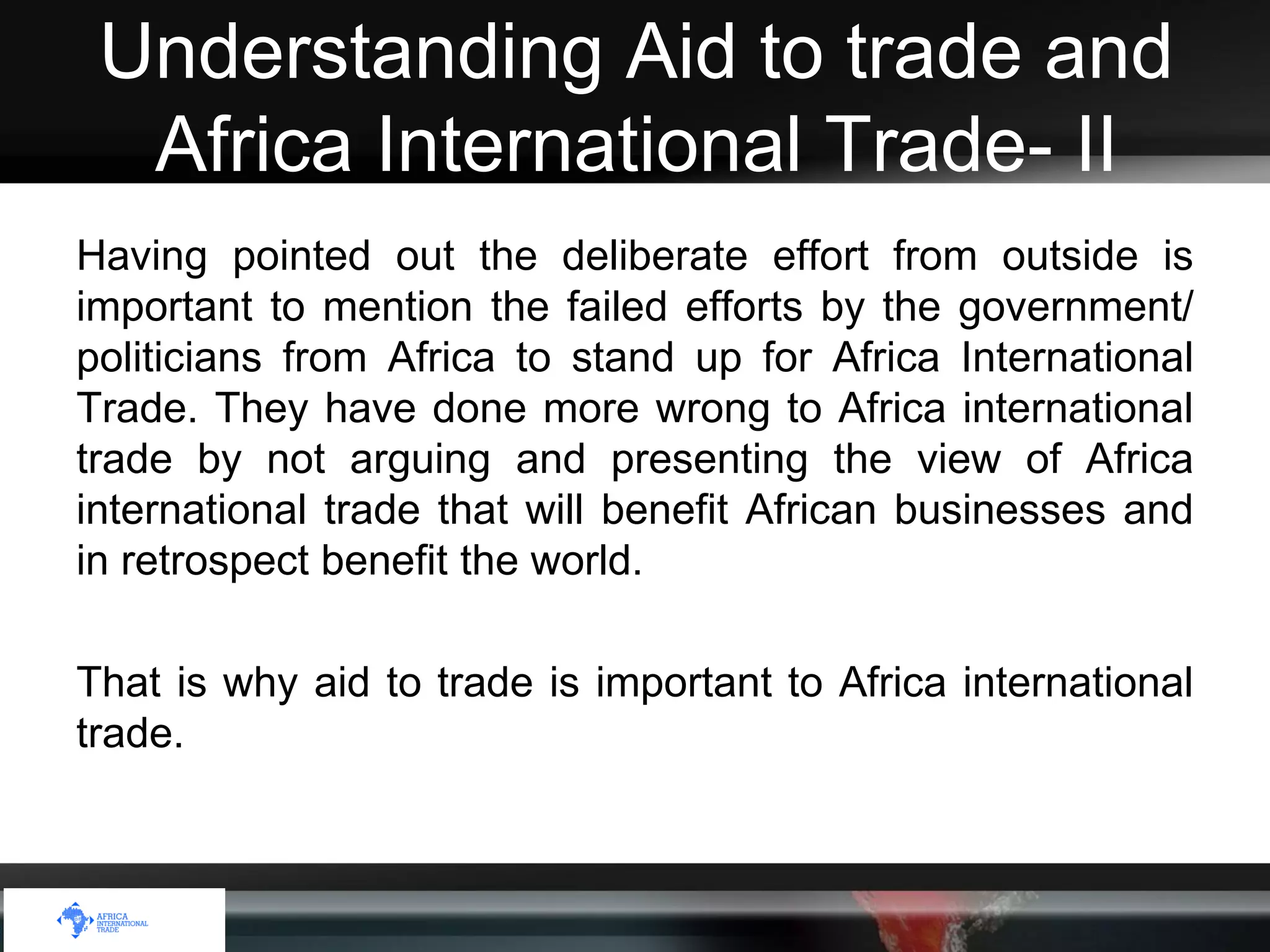 Aid to trade and africa international trade | PDF