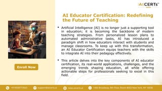 AI Educator Certification Redefining the Future of Teaching | PPT