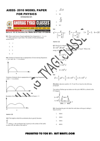 Aieee model paper | PDF | Physics | Science