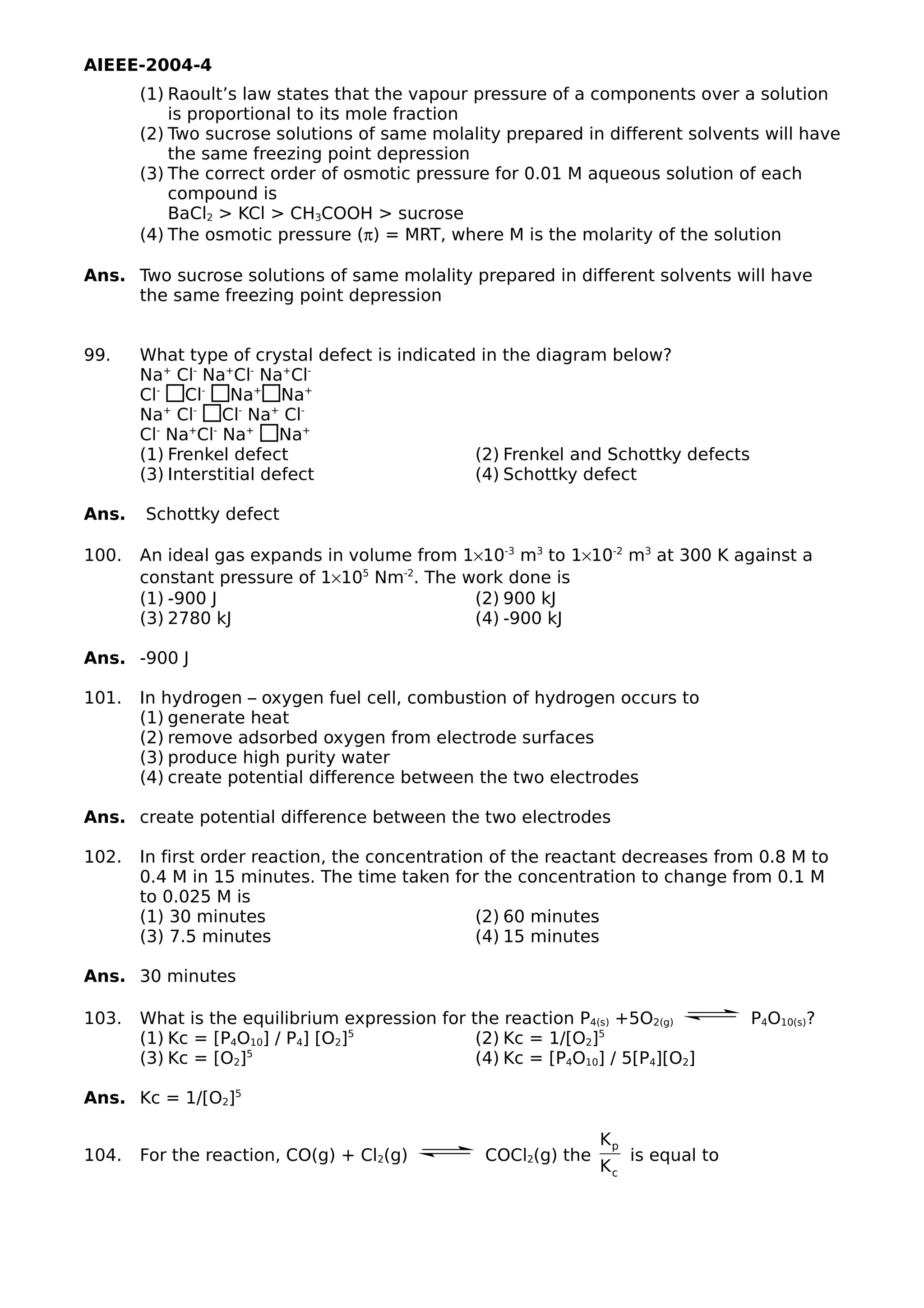 Aieee 2004 chemistry | PDF