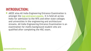 Aieee exam pattern, exam details, eligibility, syllabus | PPT