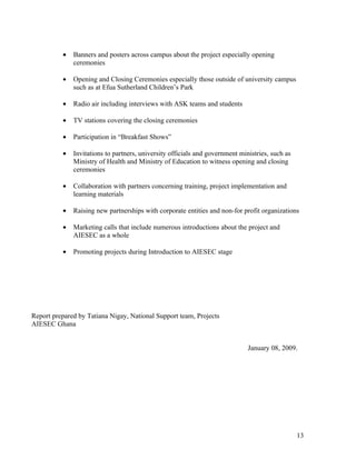 Aiesec Ghana Ask Program Report Phase 1, 2008 | PDF