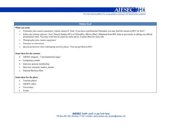 AIESEC Jordan National Communications Plan 08/09 | PDF