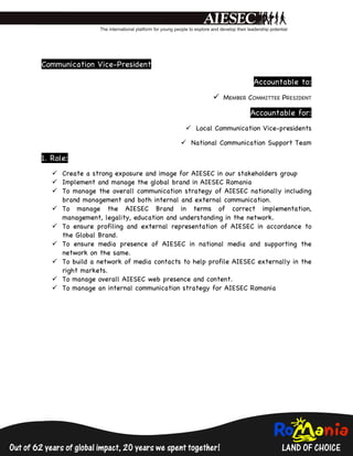 AIESEC Romania MC 11-12 Job Descriptions | PDF