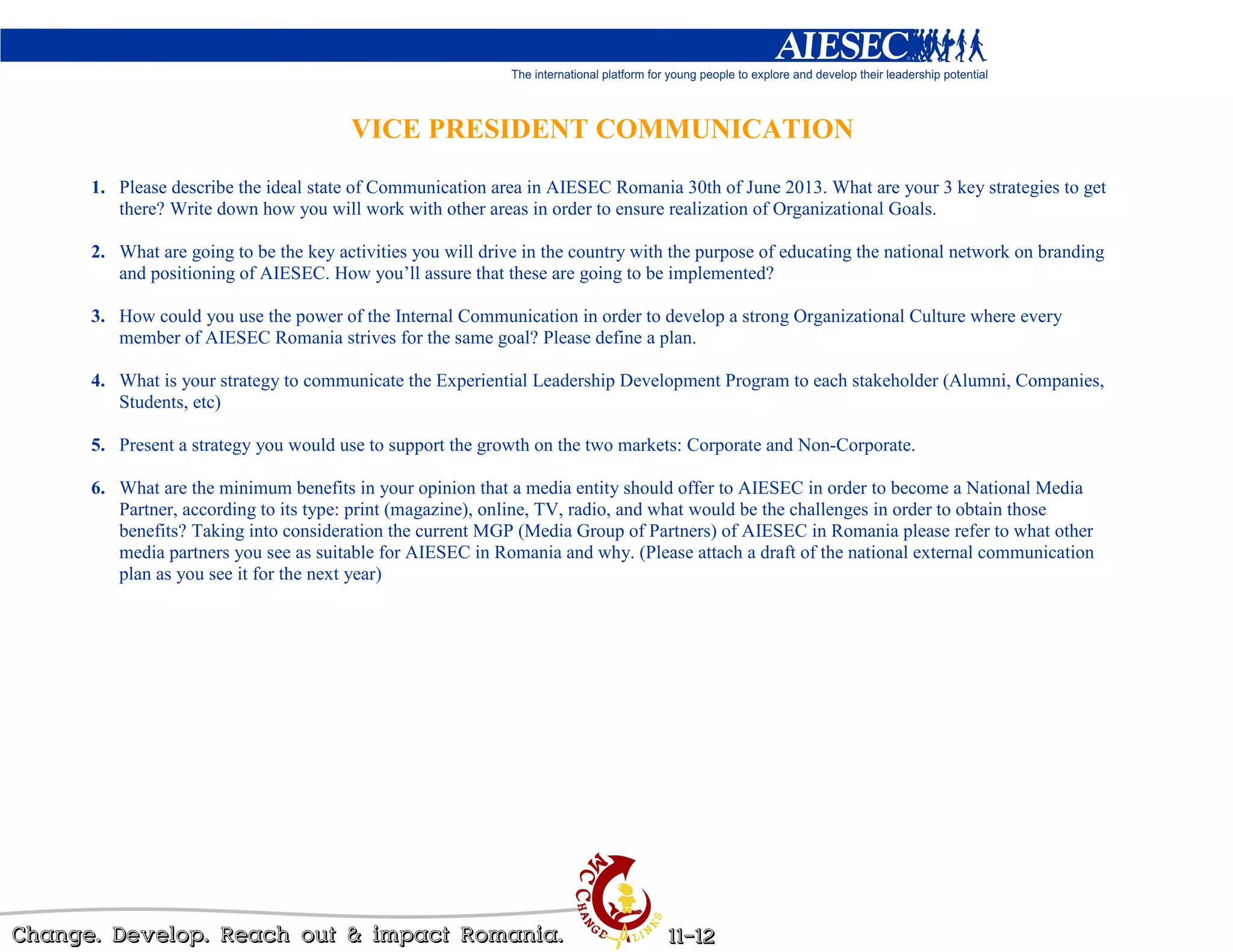 AIESEC Romania 12-13 Application Booklet | PDF